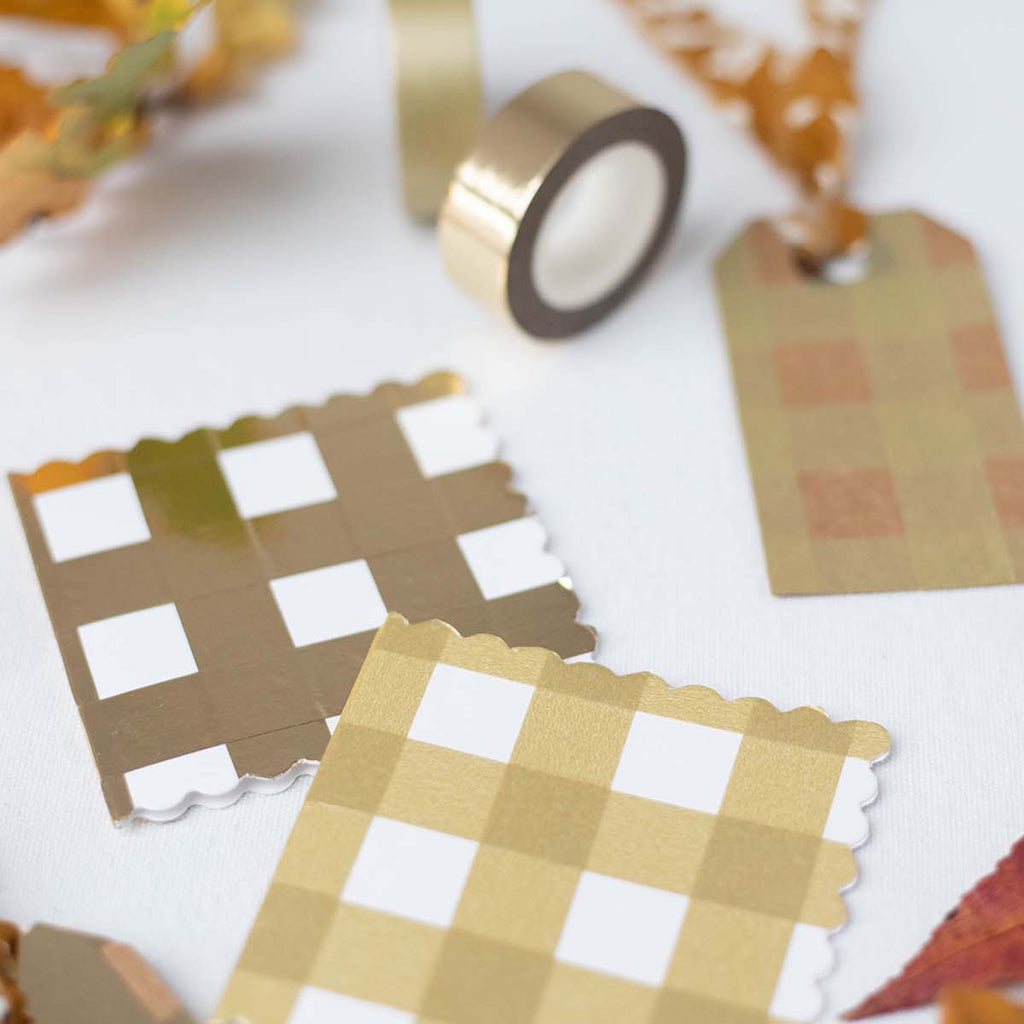 Gold gingham gift tags | Washi tape ideas | Papermash UK